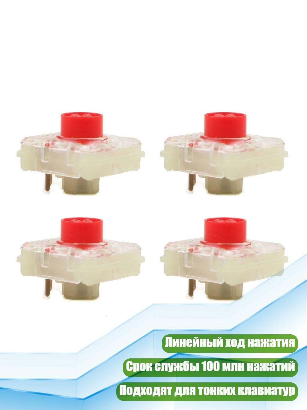 Переключатели Cherry MX Low Profile RGB Red/Silver, 4 шт, Красный переключатель