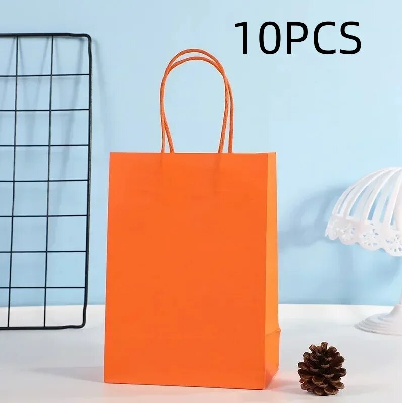 10 подарочных пакетов оранжевые 21x15x8 см