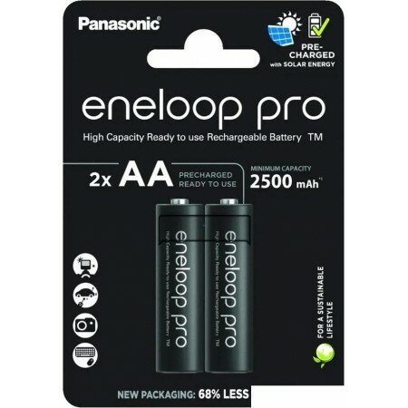 Комплект аккумуляторов Panasonic Eneloop Pro BK-3HCDE/2CP, Ni-Mh, AA, 2шт