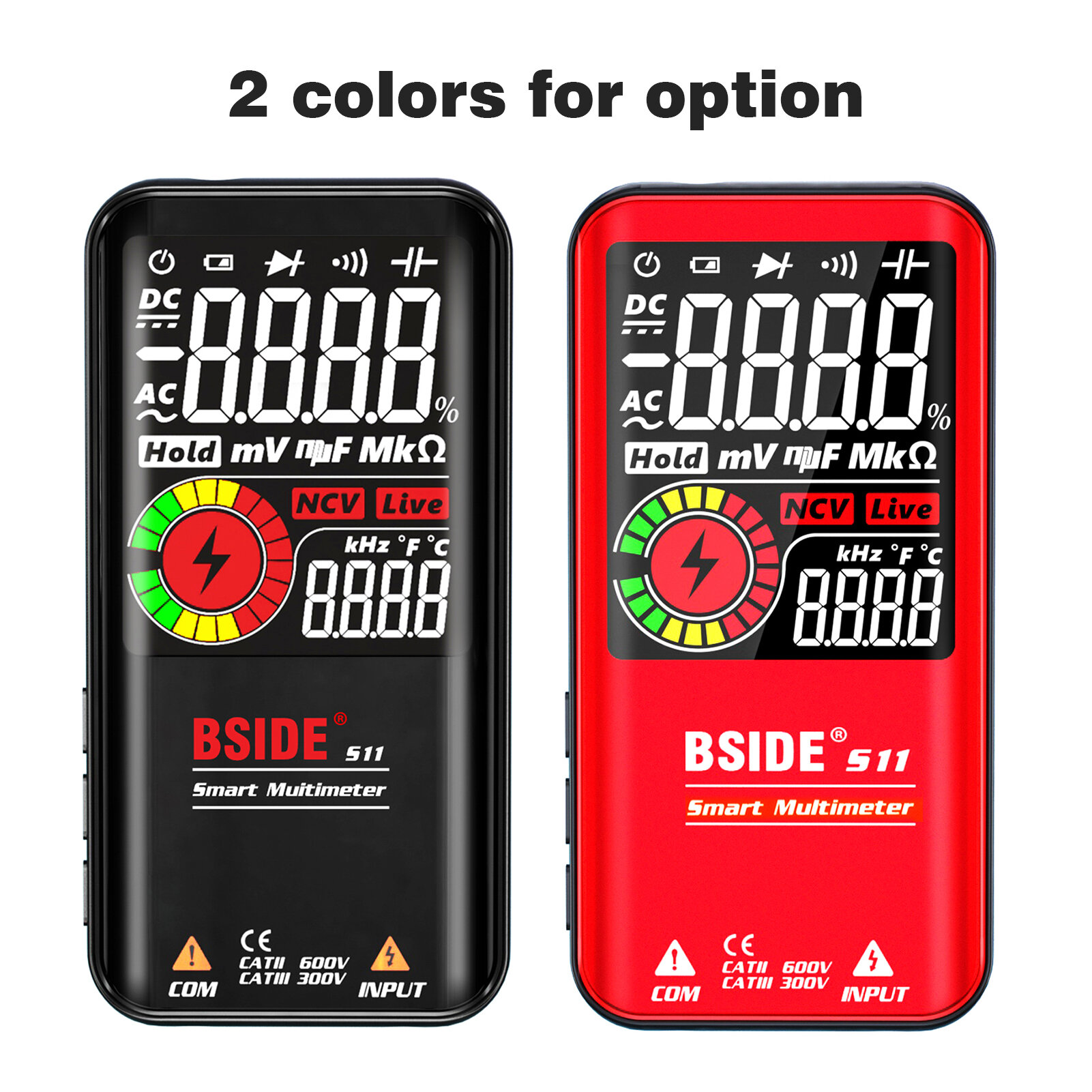 Мультиметр BSIDE S11: 9999 отсчетов, с зарядкой, NCV, фонарик, измерение всего