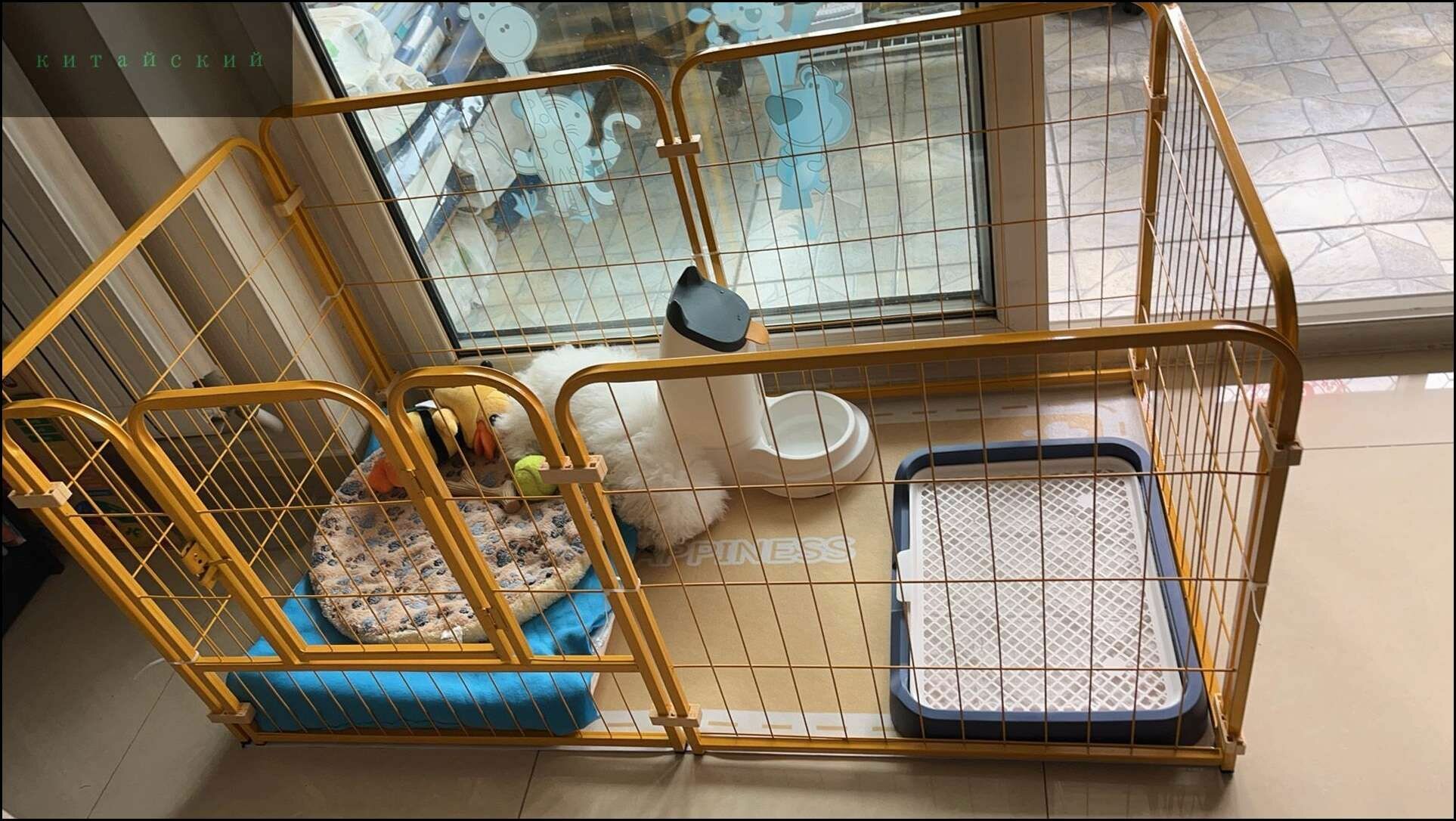 Армированный вольер для собак, кошек, кроликов. Складная металлическая клетка крупных, средних и мелких пород домашних животных. Уличный питомник щенков черный/6 секций