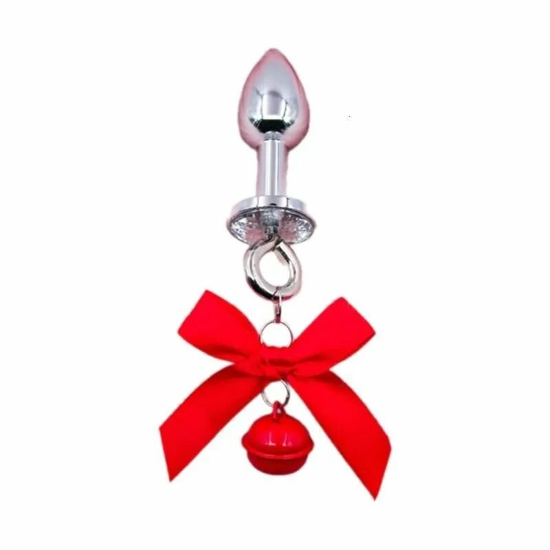 2 шт. Зажимы для сосков с бантиком и колокольчиками, регулируемые, без прокола, красный - анальная пробка