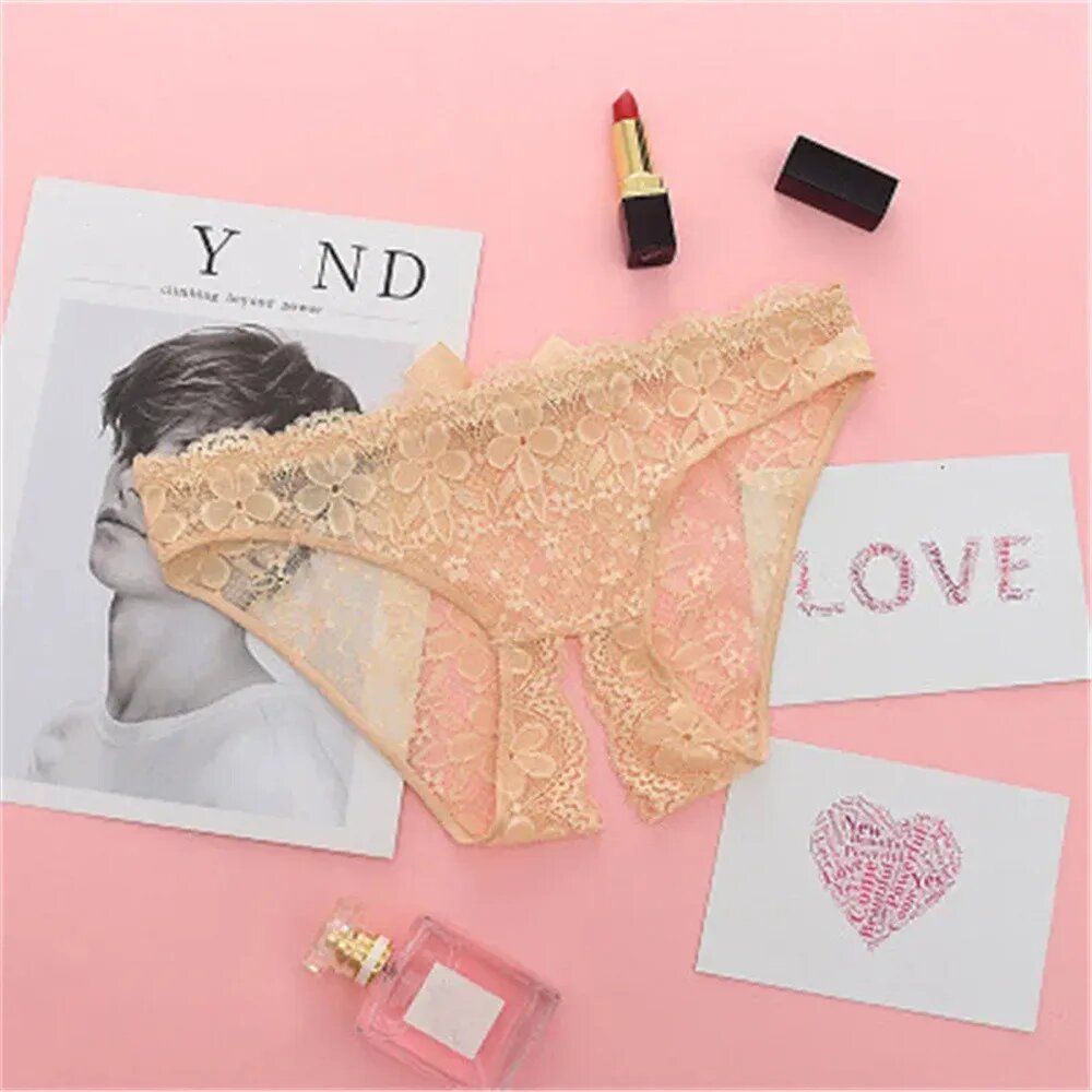 Женское сексуальное нижнее белье, трусики, брифы, прозрачные, для секса Розовый, L, Khaki A