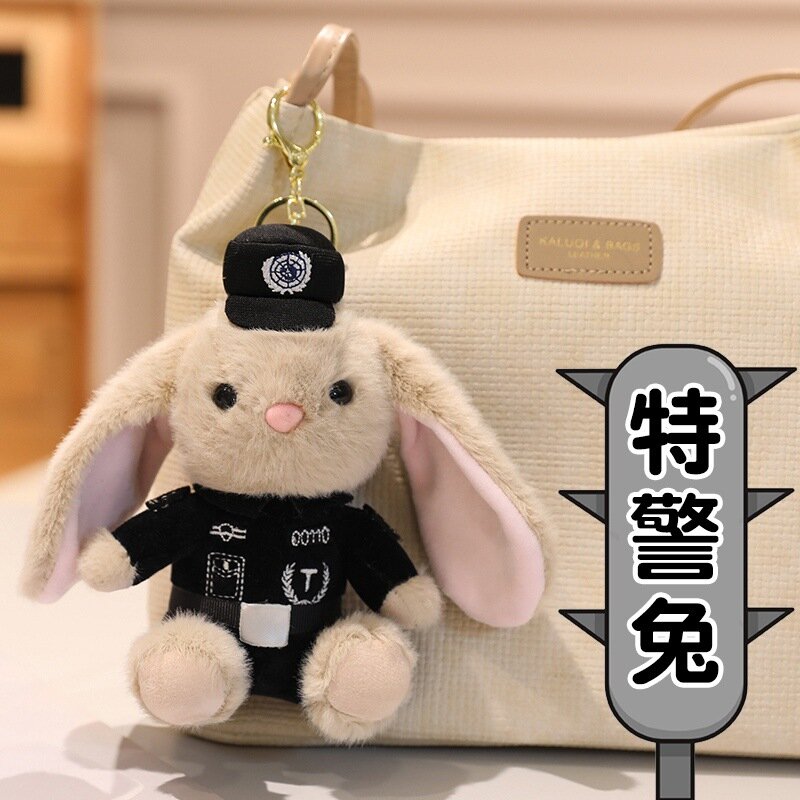 Интернет-знаменитость, плюшевая игрушка медведь, железная кавалерийская кукла, подвеска, милый кролик, брелок в виде полицейского, кукла дорожной полиции