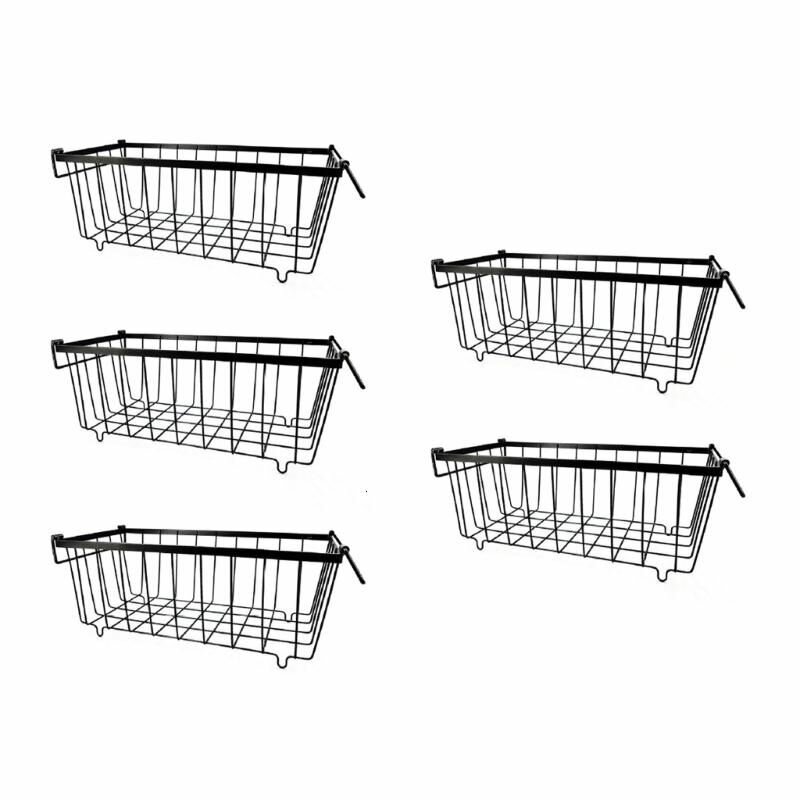 Набор из 5 складных контейнеров для морозильной камеры, металлическая текстура, - Черный