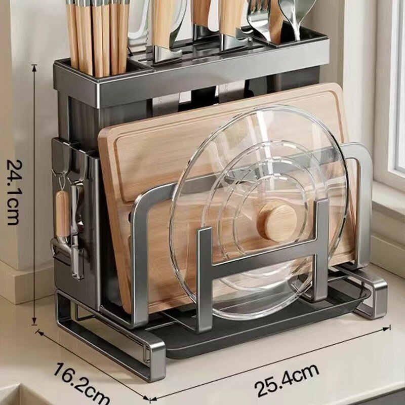 Стойка для кухонных ножей, стойка для хранения, держатель для крышек кастрюль и разделочных досок, многофункциональный органайзер для ножей и разделочных досок