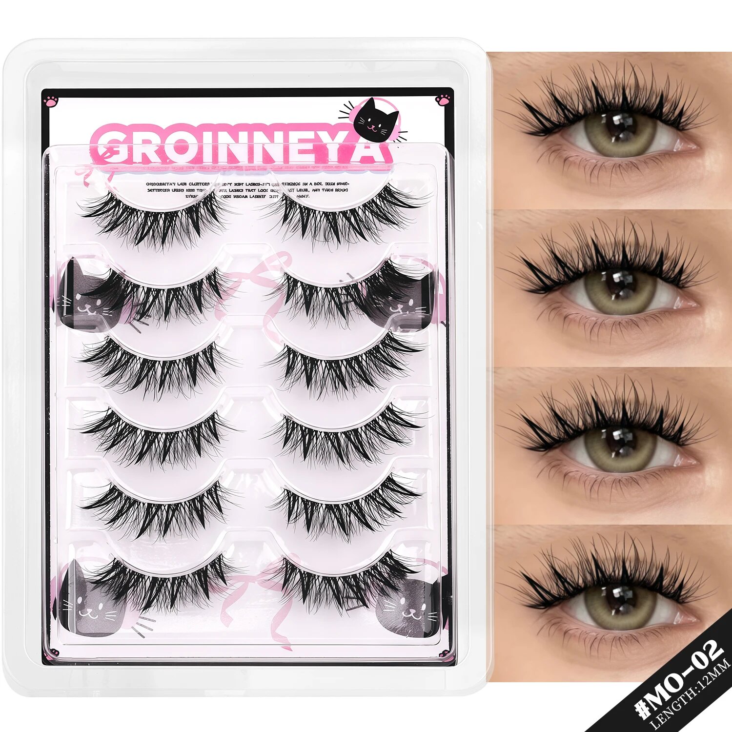 GROINNEYA 3D ресницы черные 5 Pairs-MO02