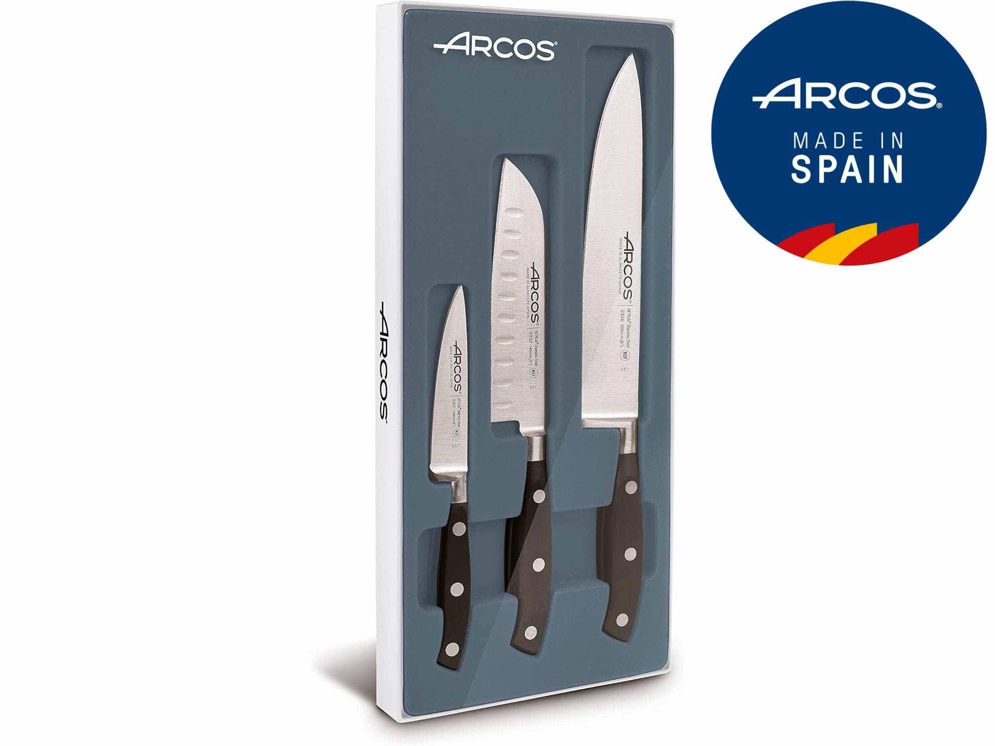 Набор ножей Arcos Riviera пр-во Испания, профессиональный, кованный, 3 предмета, чёрный