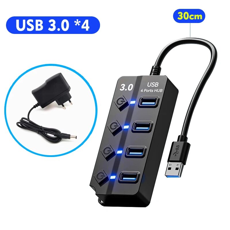 USB 3.0 хаб JUMPEAK 4 порта, 30см, EU