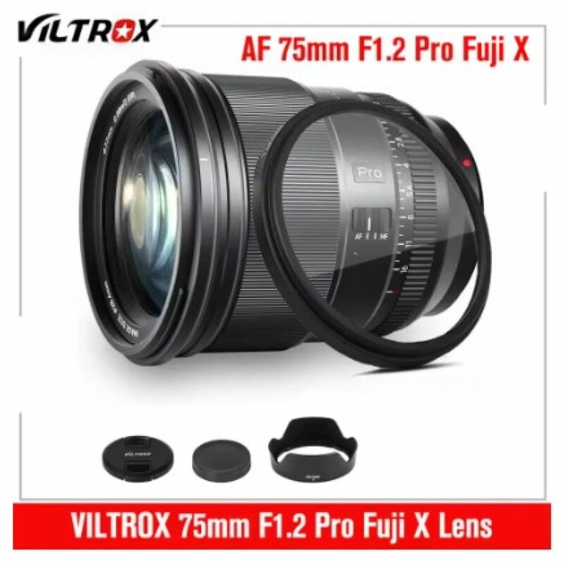 Объектив камеры Viltrox 75mm F1.2 Pro Fujifilm X-Mount, Auto Focus Lens for APS-C Camera , Совместимый портретный объектив со сверхбольшой диафрагмой