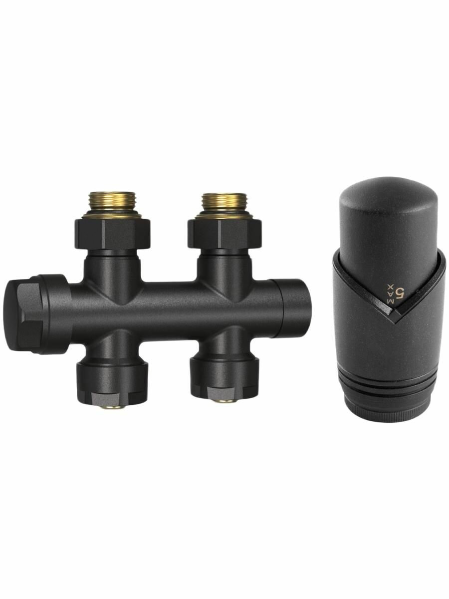 Комплект термостатический интегрированный прямой 1/2" антрацит