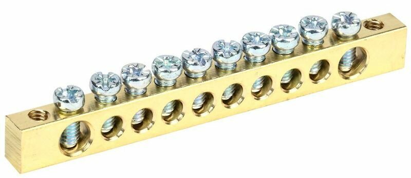 Шина PEN «земля-ноль» 6х9мм 10/2 (10групп/крепеж по краям) IEK YNN11-10-100