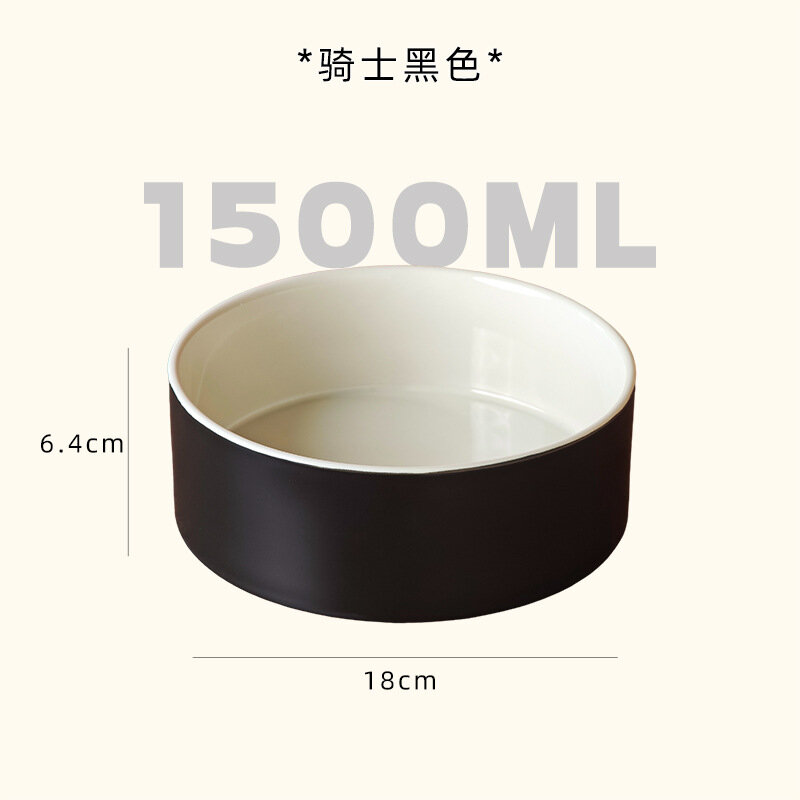 Керамическая миска для домашних животных, анти-опрокидывание, поддержка шеи, большой диаметр, черный цвет рыцаря,