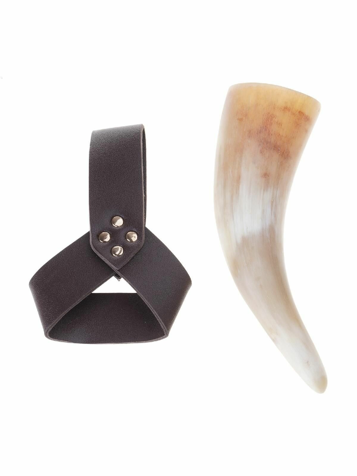 Натуральный кубок для питья в стиле викингов с кожаными держателями, средневековый кубок для пива и вина, - Заклепка из рога викинга br