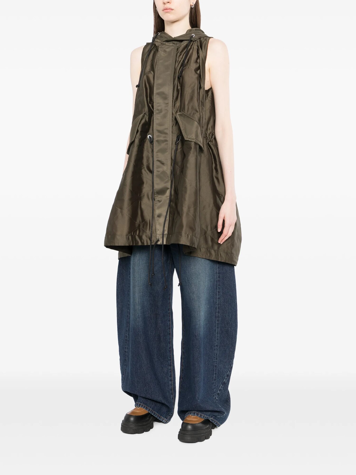 Куртка Sacai Hooded jacket, размер 42, green — фото 1