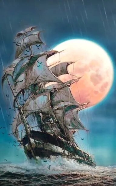 Алмазная Мозаика "Корабль Под Парусами На Волнах" 40x50 См Алмазная Вышивка / Картина Стразами Подарков / Украшения
