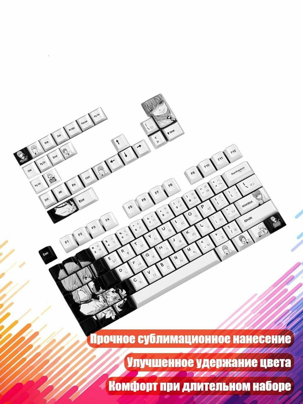 PBT-кейкапы, 105 клавиш, с рисунком