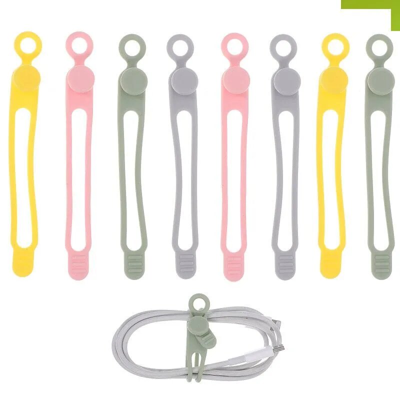 8 шт. органайзер для кабелей, гибкие завязки, намотки для кабелей, зарядка 10.6x1.2x0.8cm