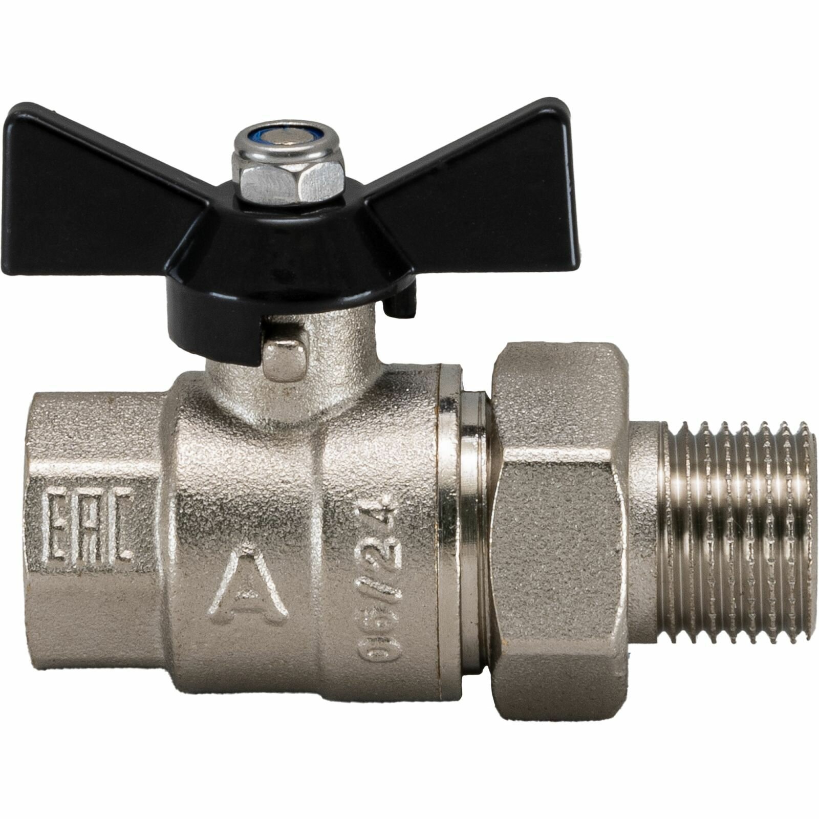 Кран шаровой Aquadeel полнопроходной, размер 1 дюйм, с полусгоном, тип бабочка