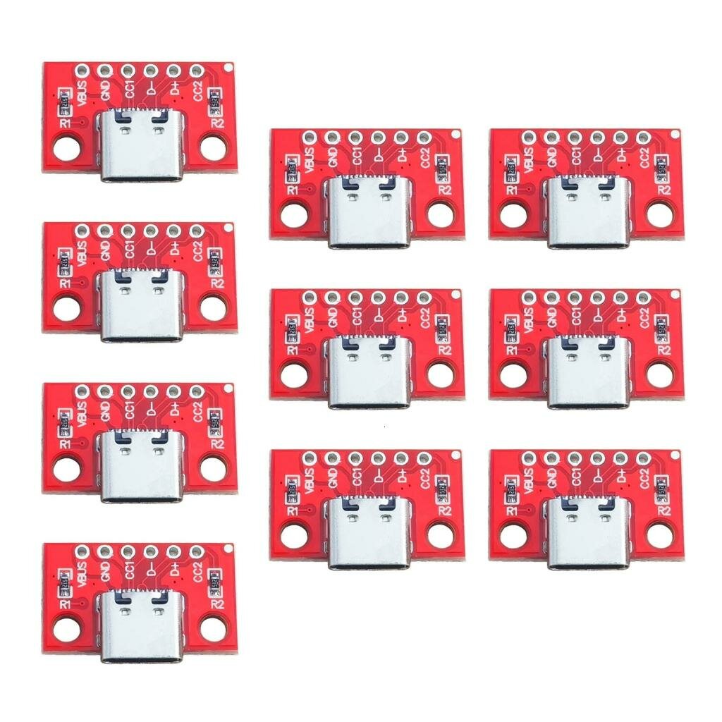 Компьютерные соединения и разъемы,10 шт, тестовая плата для женского сиденья с женской головкой TYPE-C, модуль платы адаптера питания