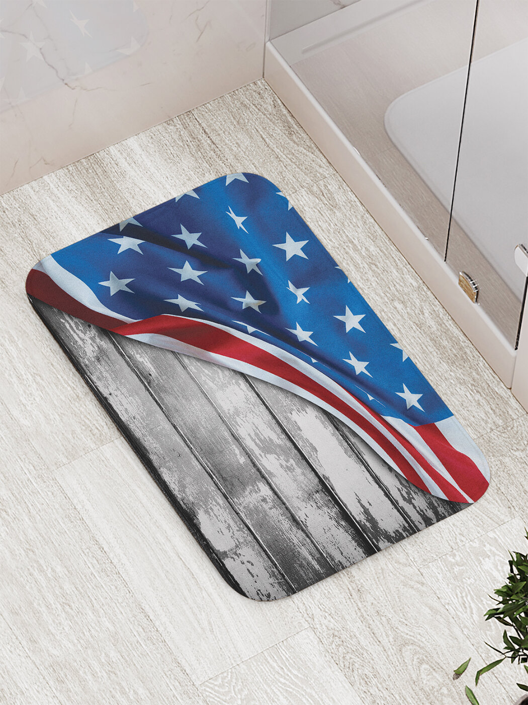 Коврик для ванной комнаты, туалета "Флаг Америки" противоскользящий, 52х77 см, JoyArty