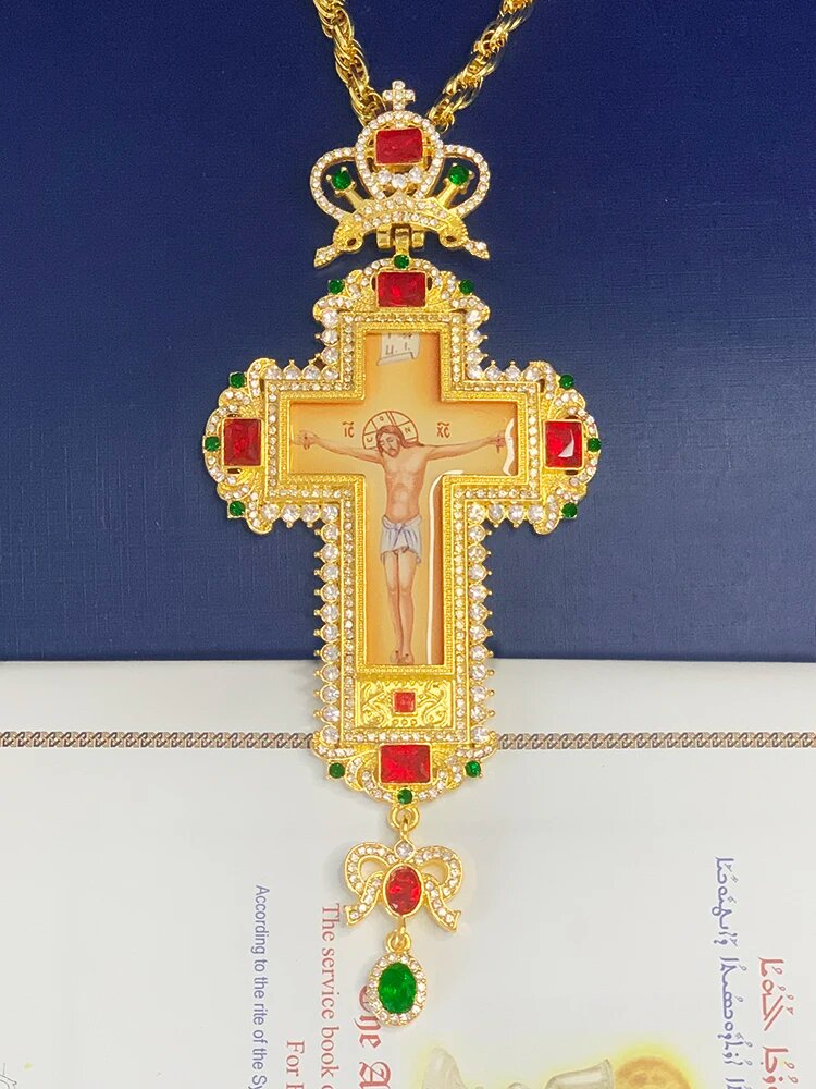 Золотой православный крест кулон diyou