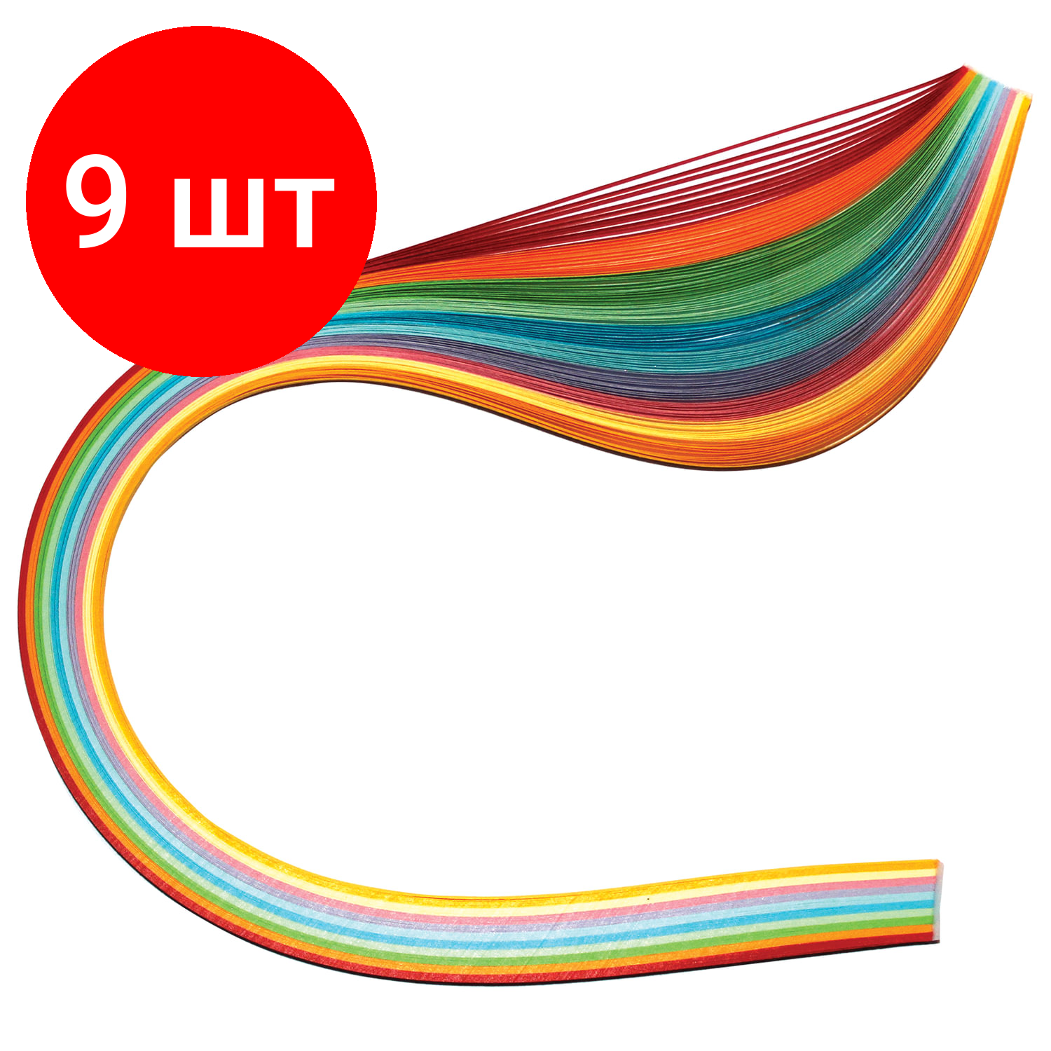 Комплект 9 шт, Бумага для квиллинга "Радуга", 10 цветов, 100 полос, 7 мм х 300 мм, 80 г/м2, остров сокровищ, 128755