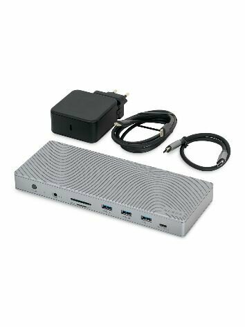 Док-станция для ноутбука NERPA NRP007T 14 в 1, USB Type-C, SD/microSD, DP, HDMI, DC, серая