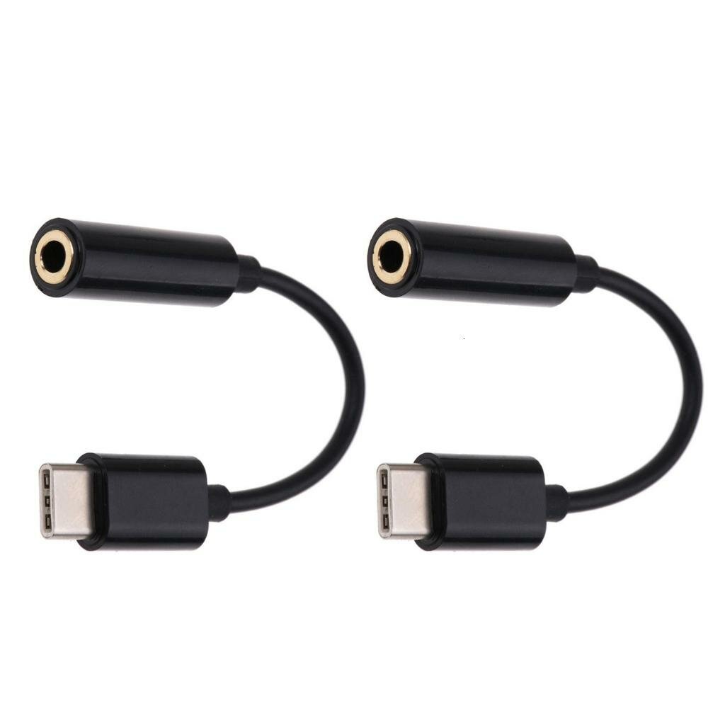 Адаптер USB Type-C на 3,5 мм, 2 шт, Черный