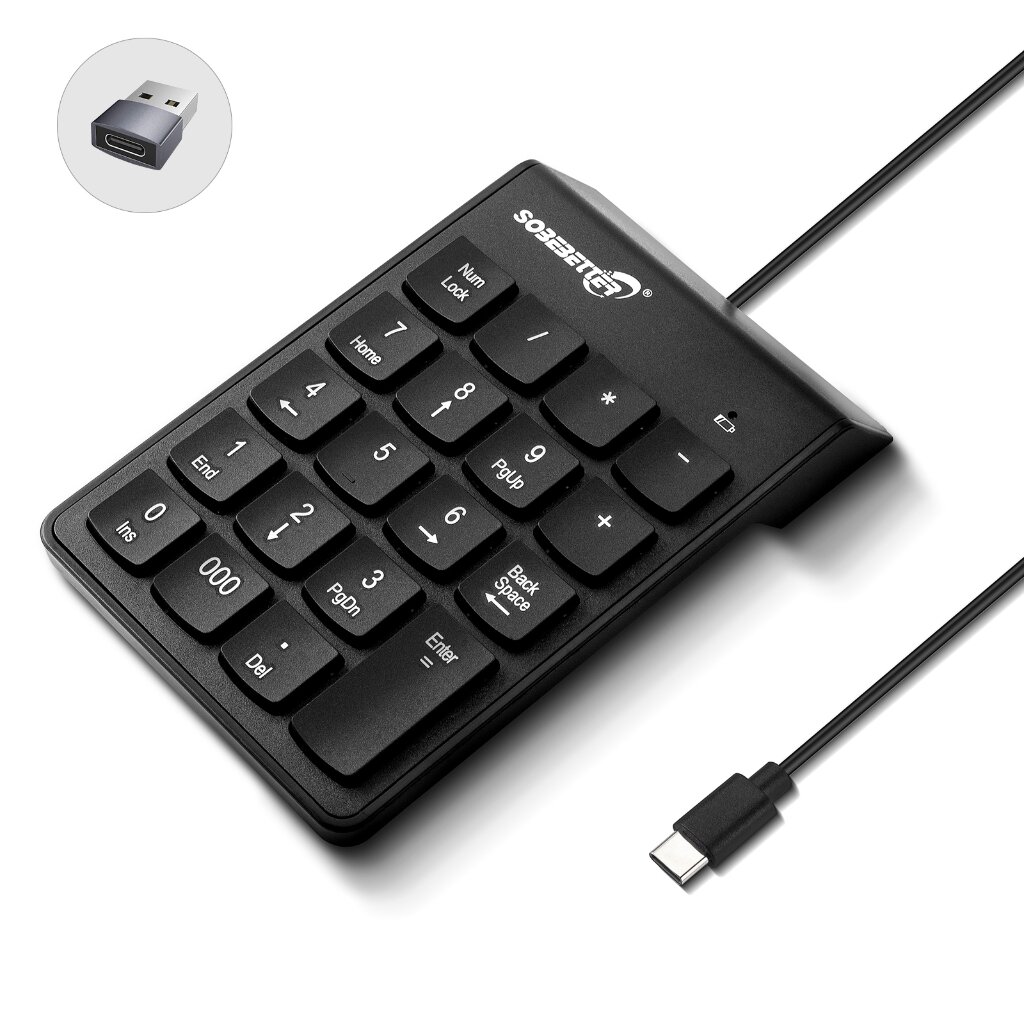 Проводная Цифровая клавиатура Type C/USB с цифровой клавиатурой 19 Клавиш С Цифровой Клавиатурой