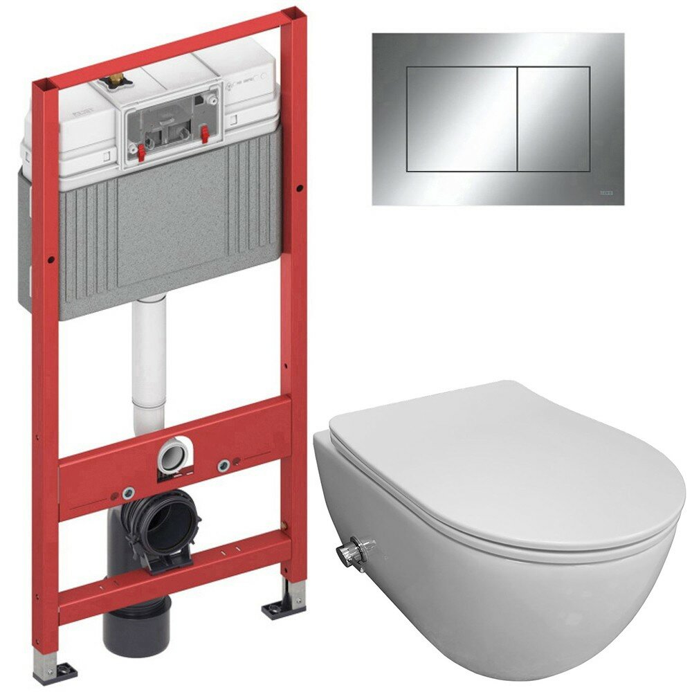 Инсталляция TECE 9400412 + унитаз Bloomix Diva MD1211SB/UF3 безободковый с функцией биде и смесителем