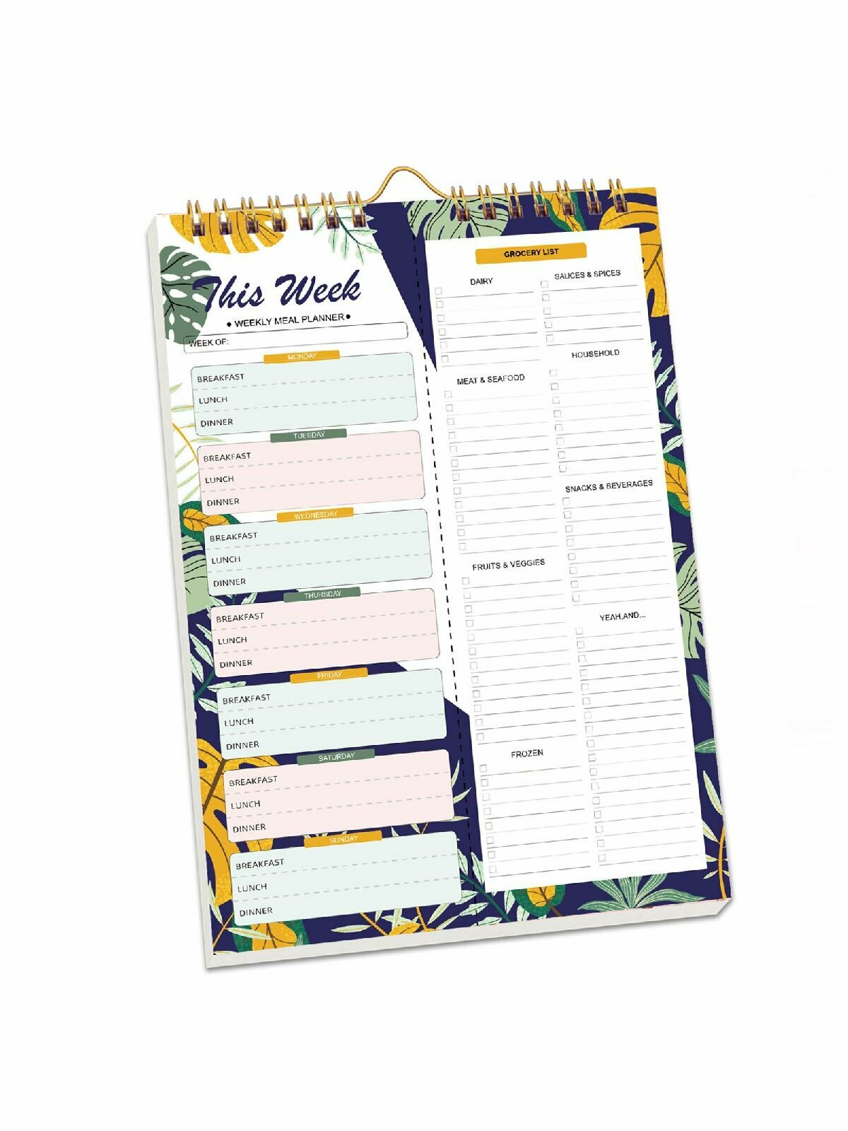 Блокнот для планирования питания со съемным настенным крючком для списков покупок