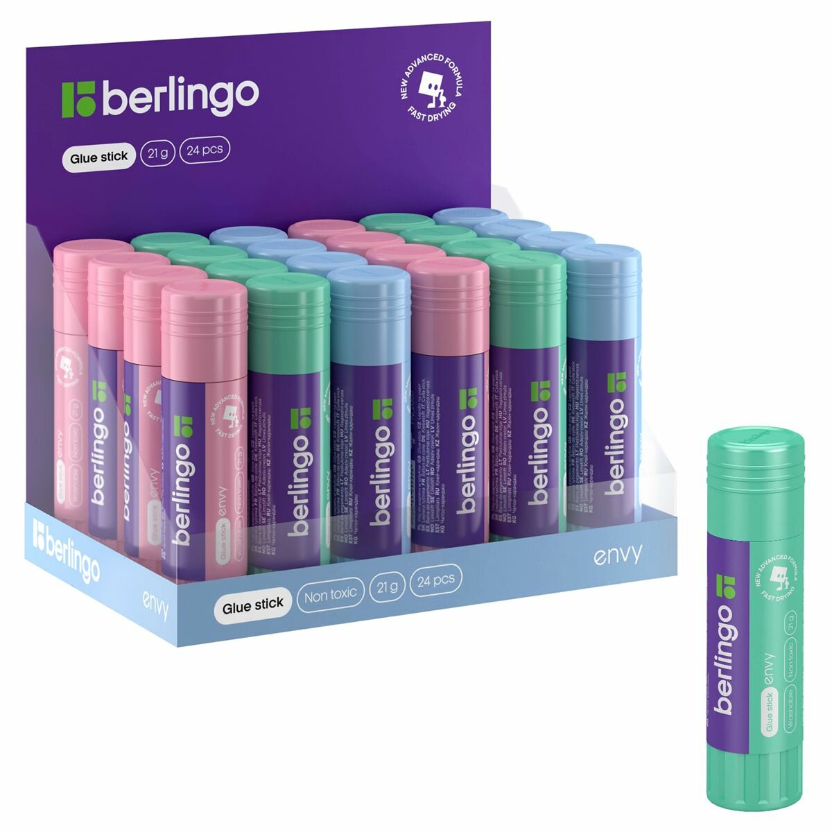 24 шт. Клей-карандаш Berlingo "Envy", 21г, ПВП