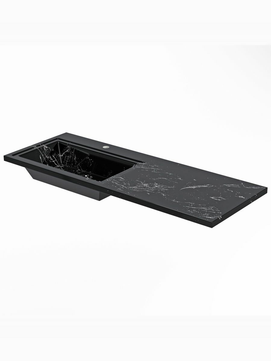 Раковина над стиральной машиной Марсал 130 х 48 левая, черный мрамор