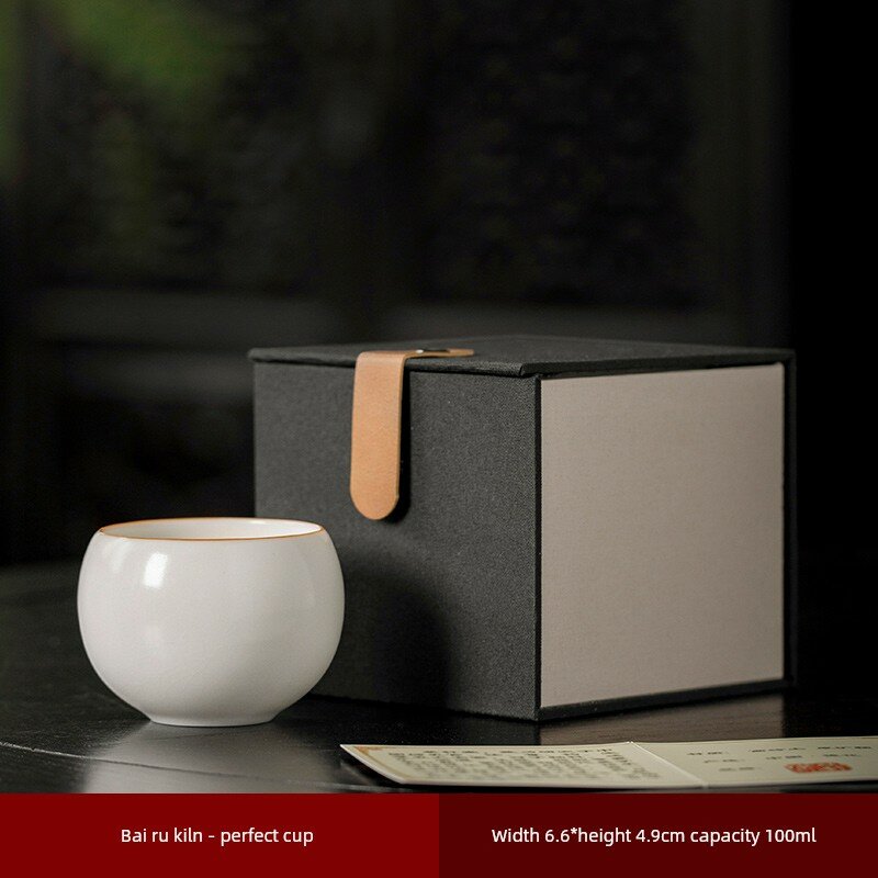 Чайная чашка из белого нефритового фарфора, мастерская работа керамического мастеров Ру, с эффектом ледяного кракелюра,