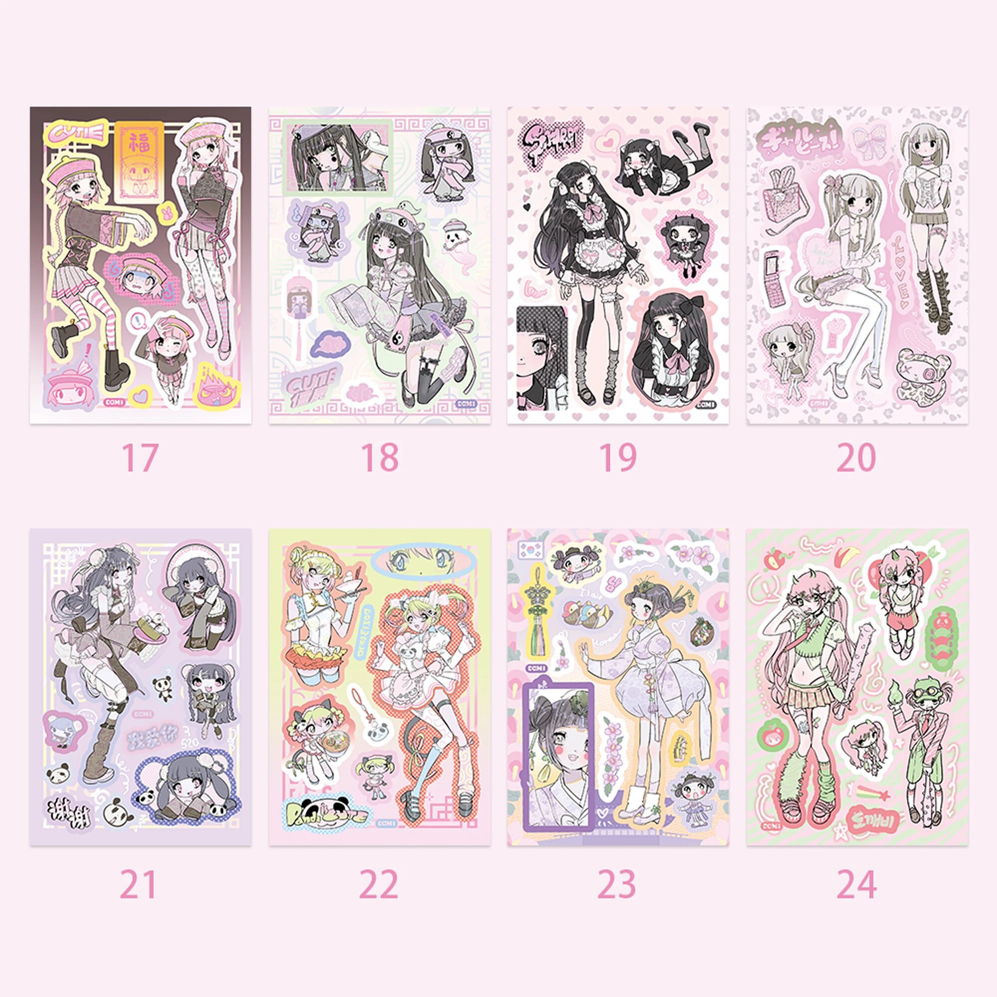 Korean Stickers Domi 8PCs, Color: 17 to 24