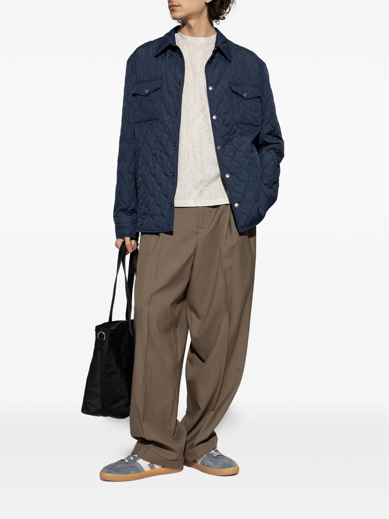 Рубашка ETRO Quilted pocket overshirt, размер M, blue — фото 1