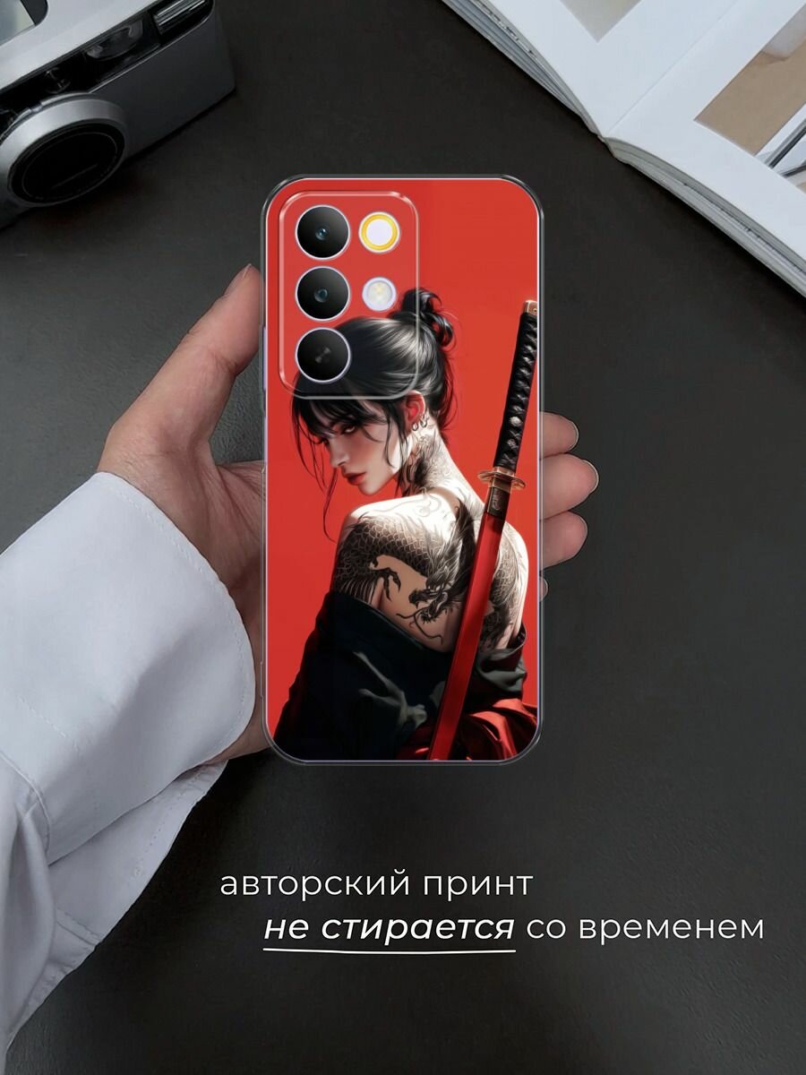 Чехол на Realme C85 / Реалми C85 с принтом Девушка самурай с катаной — фото 1
