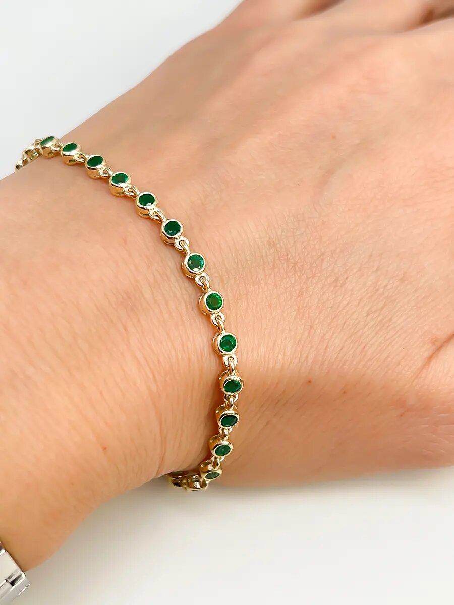 Браслет, желтое золото, 375 проба, изумруд