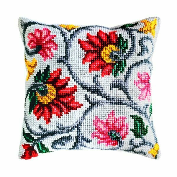 Набор для вышивания крестом подушка, "Цветочный орнамент", 40х40 см, Collection D'Art (5463)