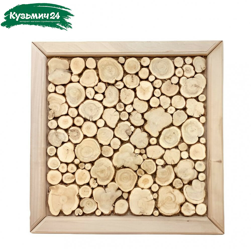 Панно Квадрат, Можжевельник, в рамке, для бани и сауны, 250х250 мм, дерево, 1 шт.