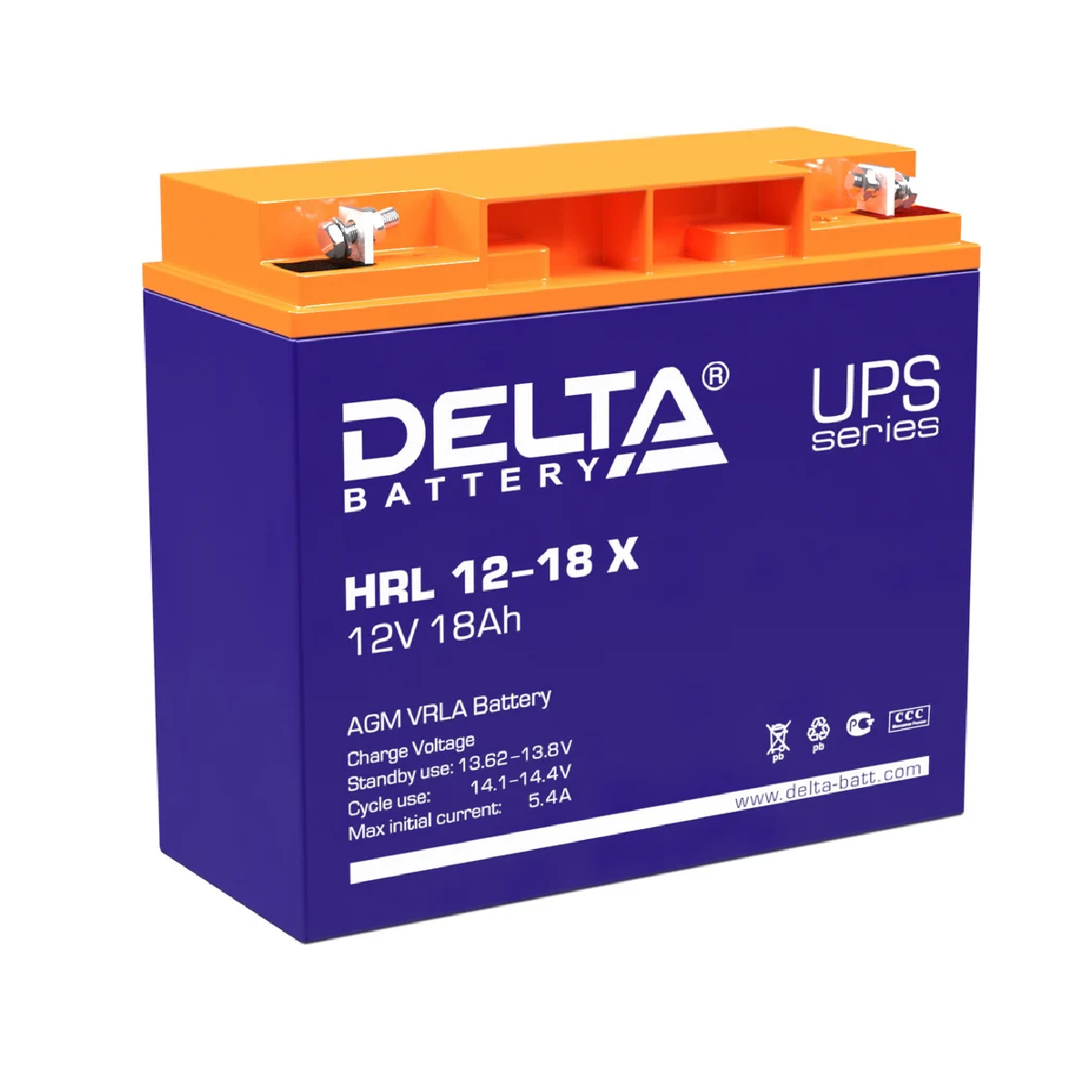 Аккумуляторная батарея для ИБП Delta HRL12-18X 12В, свинцово-кислотный, синий