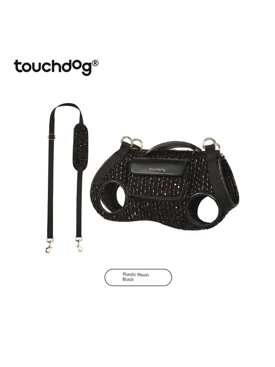 Сумка-переноска Touchdog Черное золото, твид, через плечо, M
