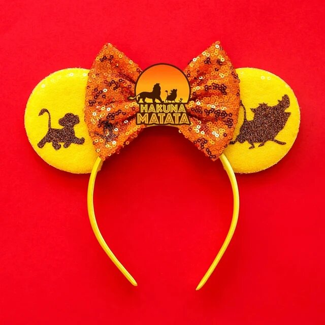 Повязки на голову с ушками Микки Мауса от Disney, аксессуары для волос для вечеринок для девочек и женщин, повязки на голову с Минни Маус, детские повязки на голову с бантиками и пайетками, подарки.