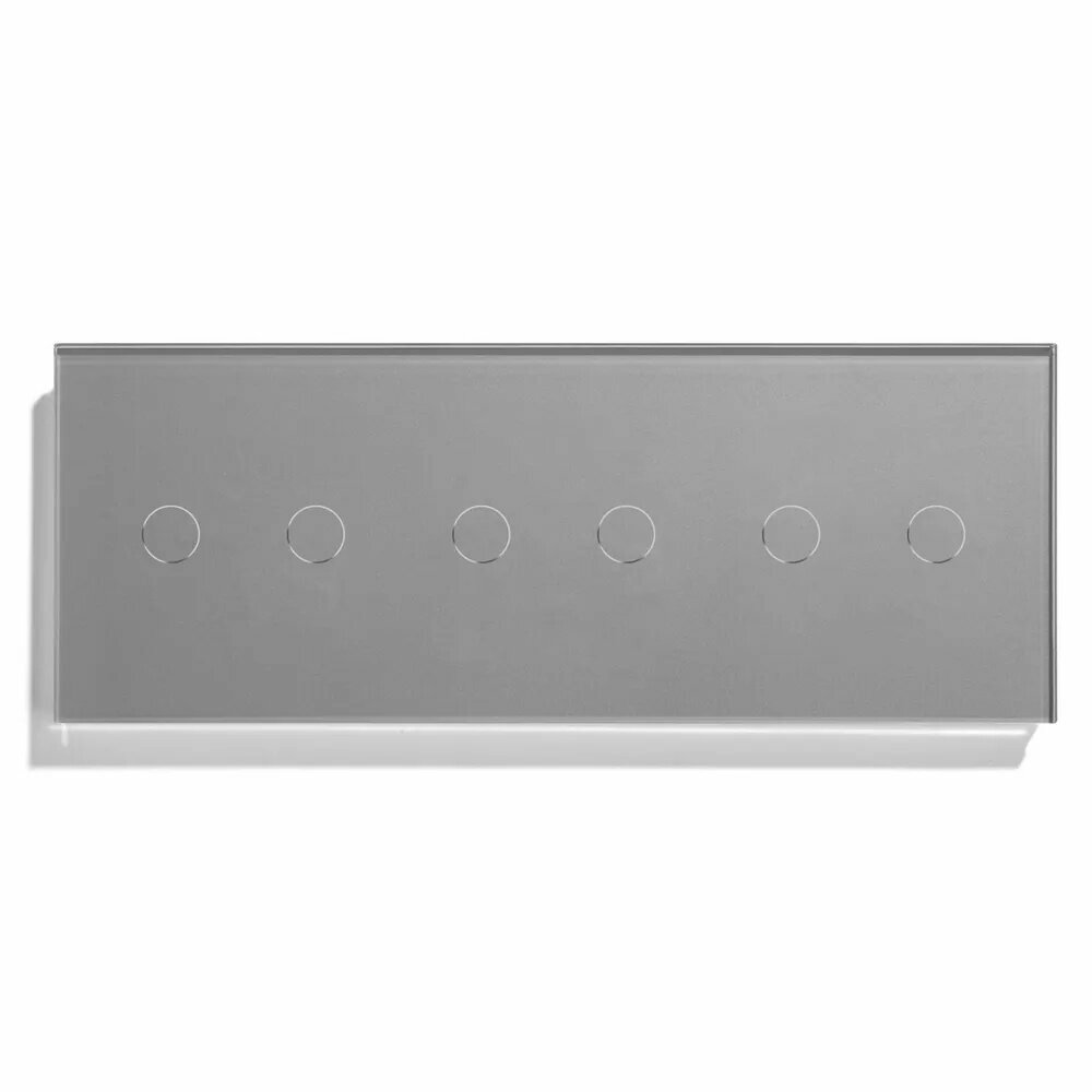 Сенсорный выключатель 6 клавиши, 3 поста (2+2+2) , панель стекло Серая,228mm