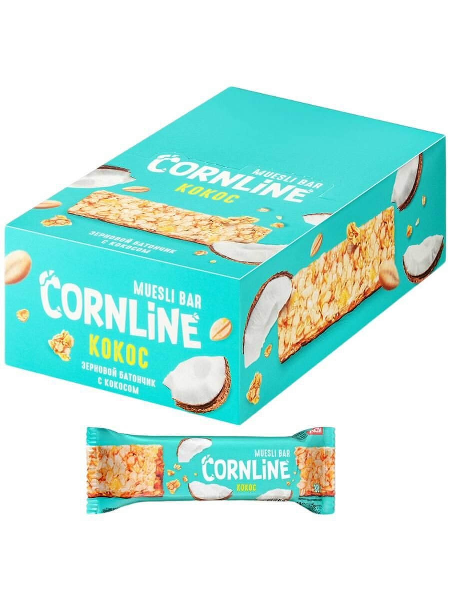 Батончик Сornline зерновой с кокосом 30 г (1 упаковка 18 шт)