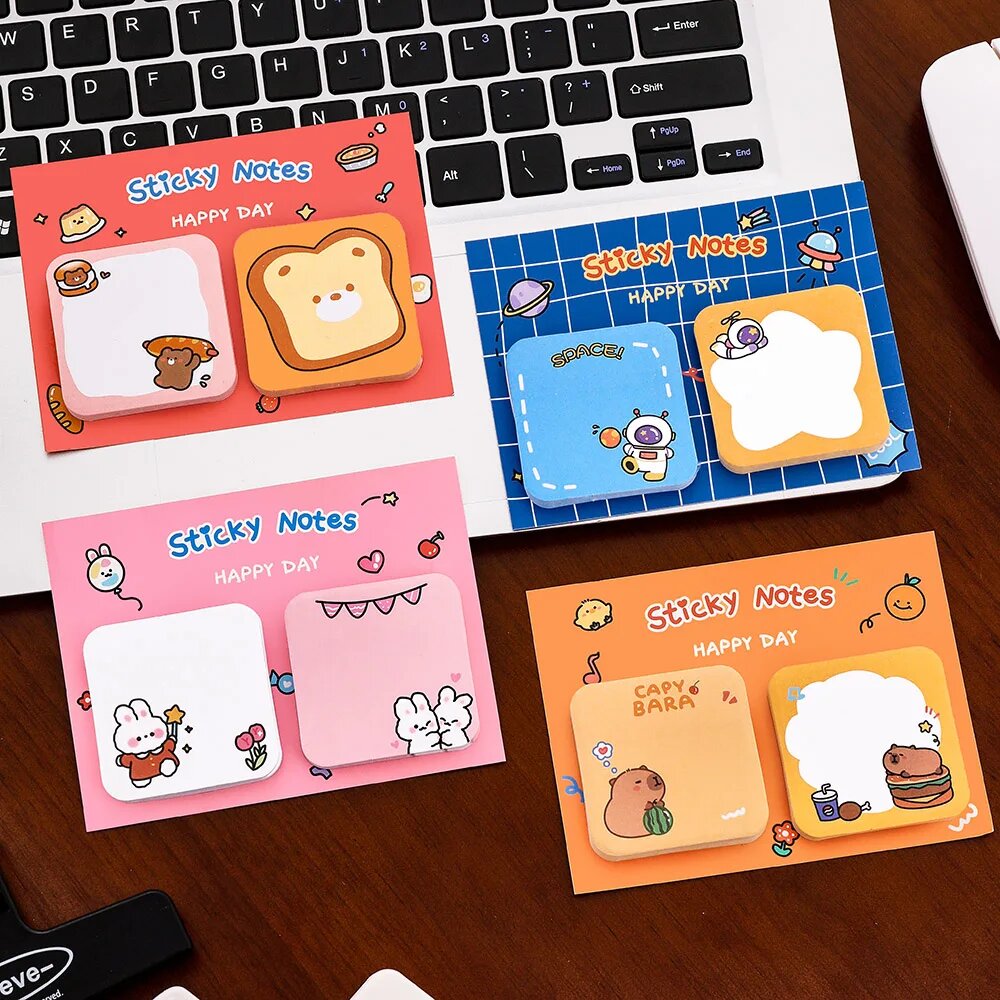 Розовый набор стикеров "Sticky Notes" с милыми зайчиками — фото 1