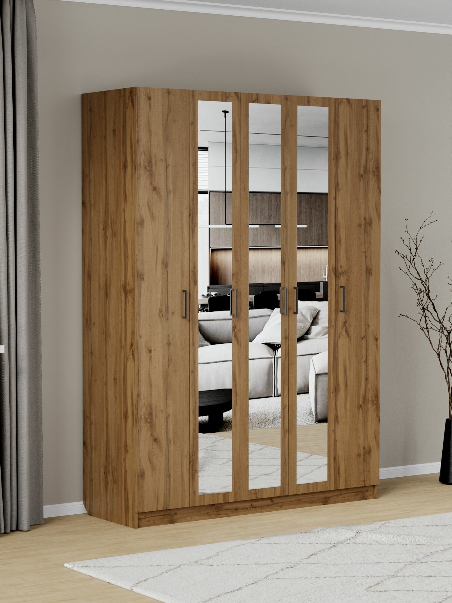 InHouse Шкаф распашной ШК-5/5 Вотан 150х52х210, фасады ЛДСП