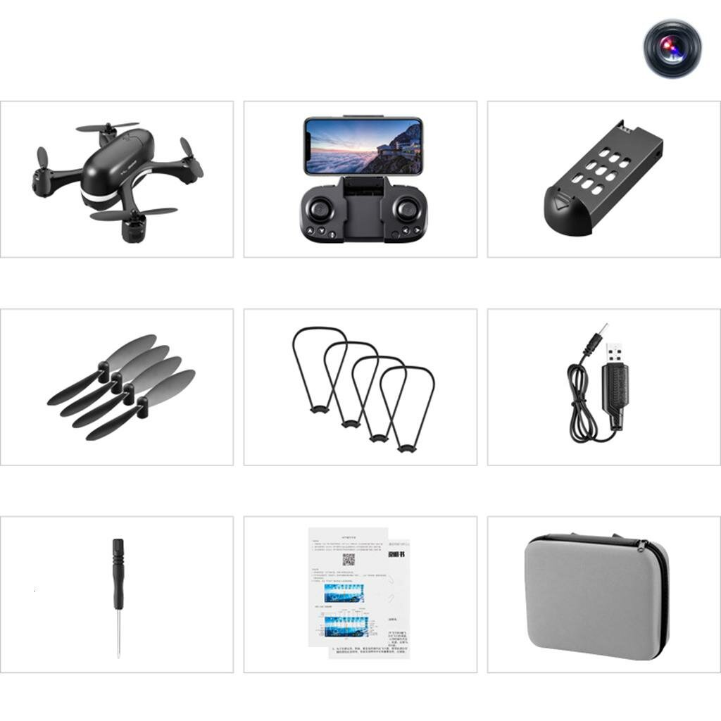 Гибкий мини-дрон-квадрокоптер с четырьмя осями, Черный - Одиночный снимок в формате 4K