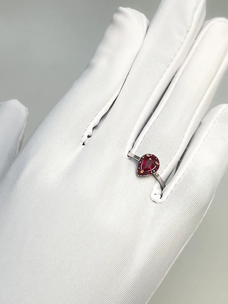 Кольцо, серебро, 925 проба, чернение, родирование, рубин
